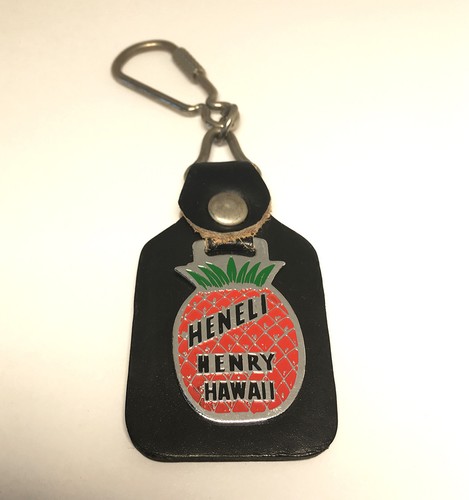 Leather Hawaii Metal Pineapple Keychain Key Ring w/ Name HENELI HENRY ...