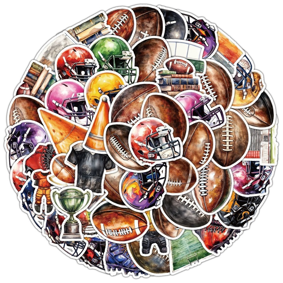 50pc Waterproof Vinyl Stickers Football Sports Luggage Phone Laptop ...