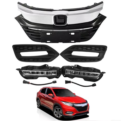 For 2019-2021 Honda HRV HR-V Front Bumper Radiator Chrome Grille & LED ...