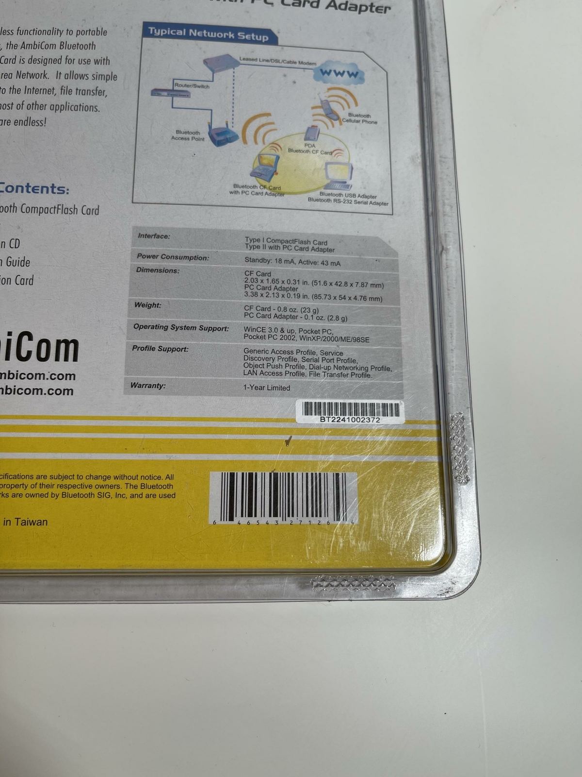 AmbiCom BT2000D-CF Bluetooth Compact Flash Card with PCMCIA Adapter ...