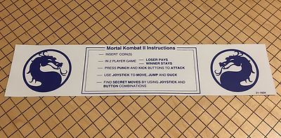 Mortal Kombat 2 Arcade Instruction Card Midway Monitor Marquee Bezel ...