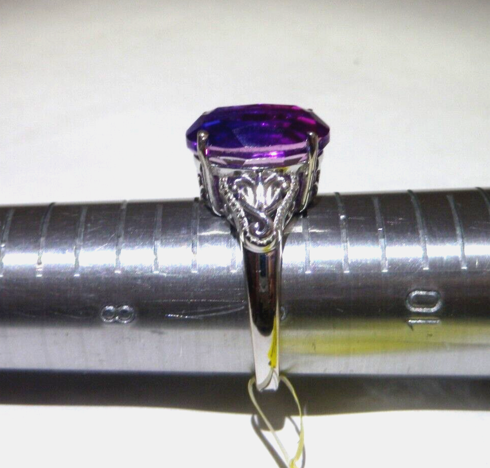 Midnight Fuchsia Quartz Ring, Size 8, Platinum over Sterling Silver | eBay