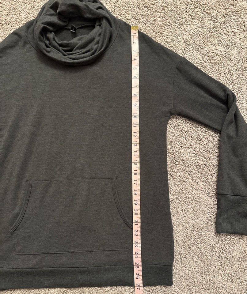 Onzie Flow Sweatshirt Women's One Size Green Gray Cowl Neck Open Back ...