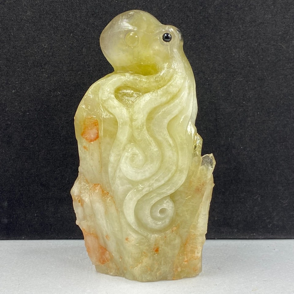 484g Hand Carved Natural Crystal Quartz Mineral Specimens, Octopus ...
