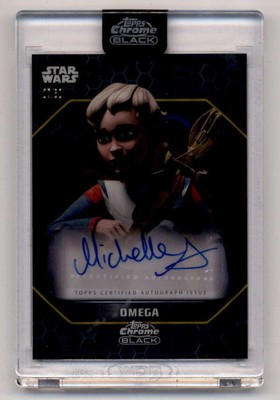 MICHELLE ANG AS OMEGA 2024 TOPPS CHROME BLACK STAR WARS GOLD AUTO #27/ ...