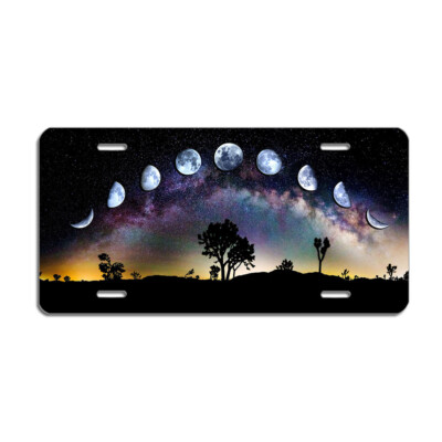 Phases of the Moon Galaxy License Plate - Blue Purple Car Tag, 6x12 In ...