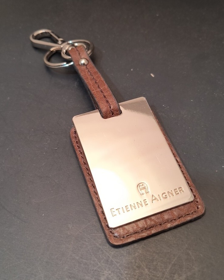 Etienne Aigner leather keychain fob w/mirror | eBay