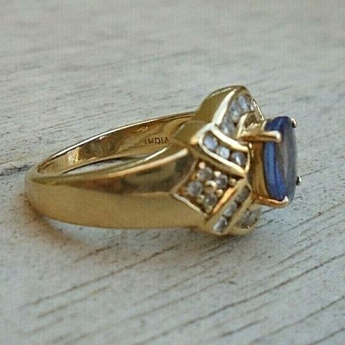Vintage STS 14k gold 1ct Tanzanite 1/2ct channel set diamond Heavy ring ...