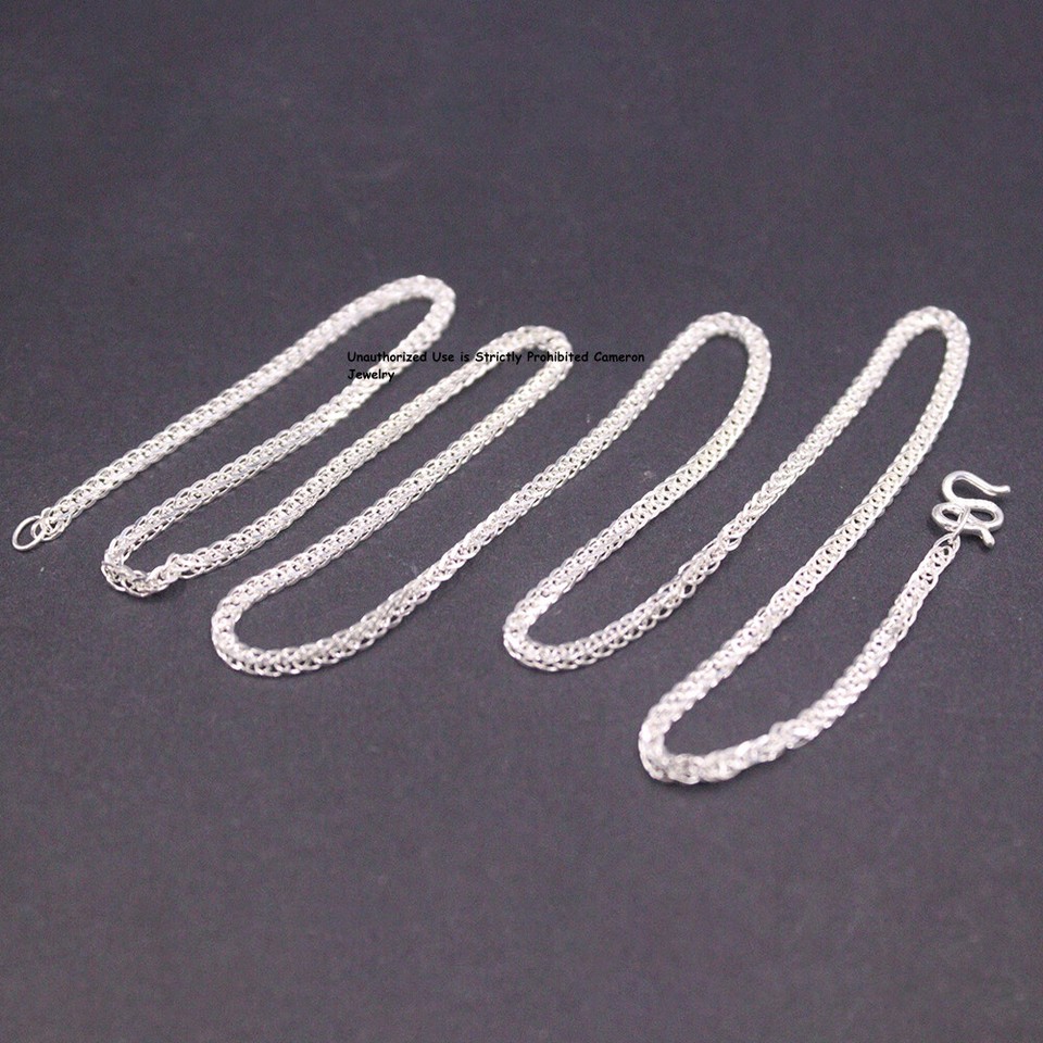Pure S999 Fine Silver 999 Chain Men Women 2mm Wheat Link Necklace 6.5 ...