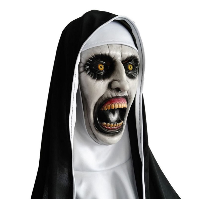 The Horror Scary Nun Latex Mask w/Headscarf Valak Cosplay for Halloween ...