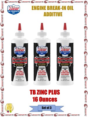 Lucas TB Zinc Plus Engine Break-In Oil Additive 16oz / 473 ml Set of 3 ...