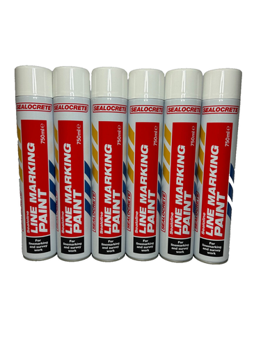 6 x Line marking Aerosol Spray paint White, fast drying 750ml ...