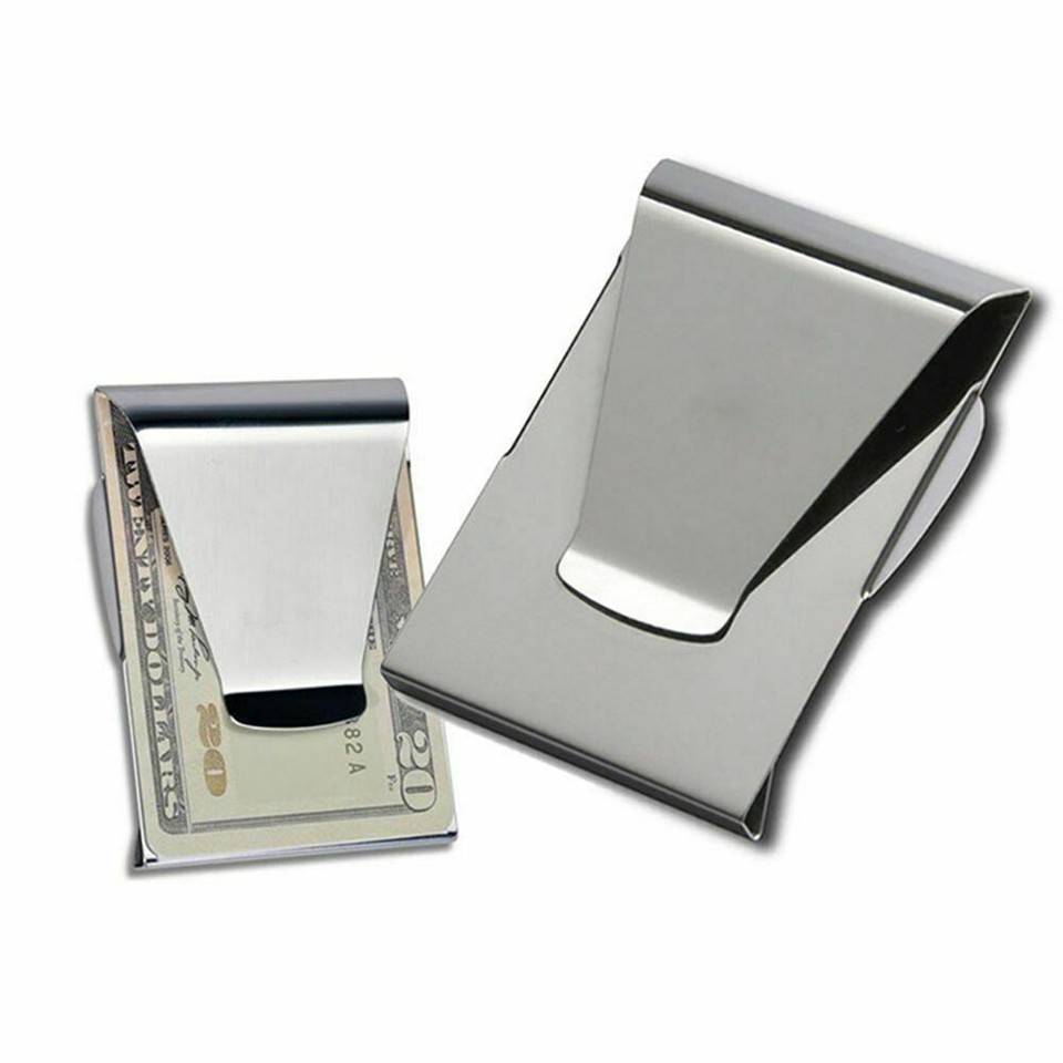 New Slim Clip Double Sided Money Credit Card Holder Wallet Stainless ...