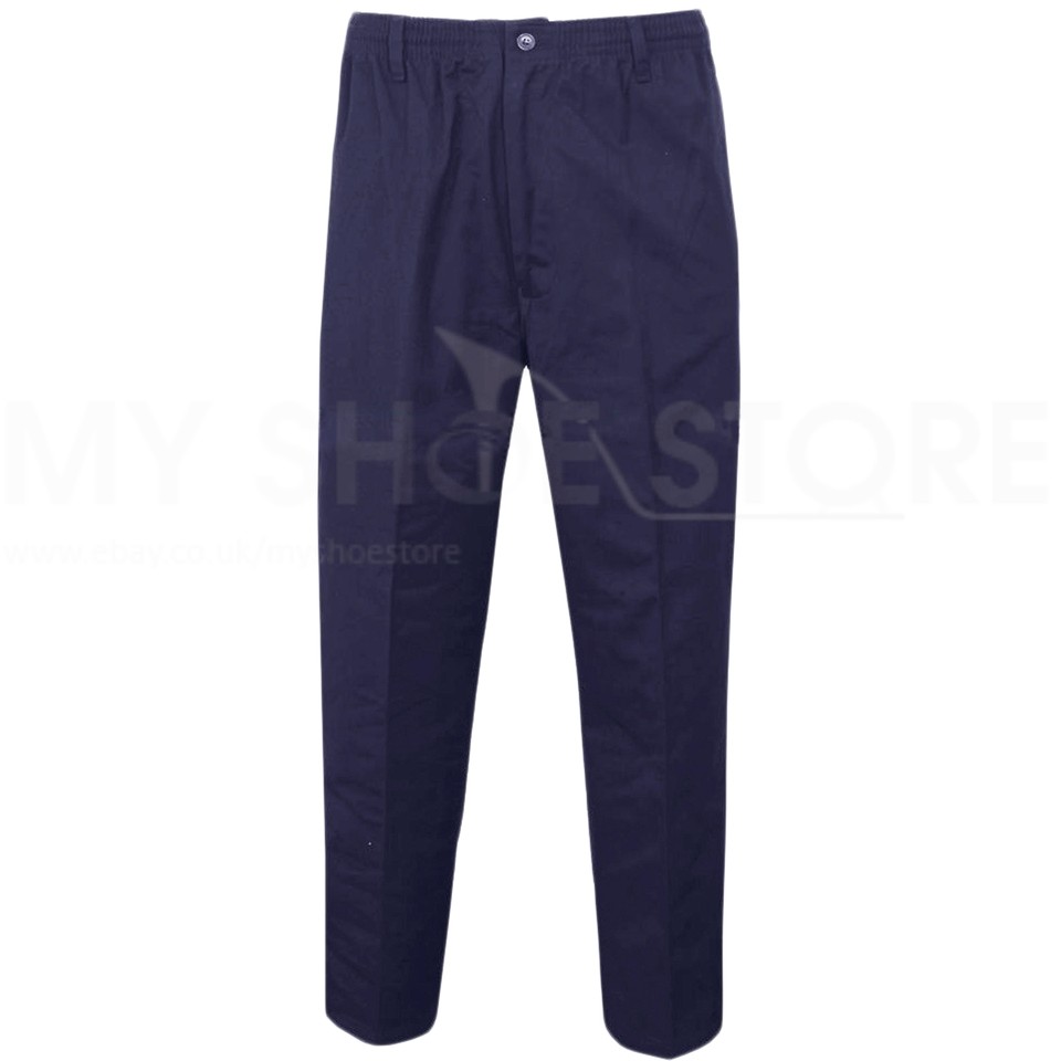 MENS RUGBY TROUSERS FULL ELASTICATED WAIST CASUAL SMART POCKET PANTS ...