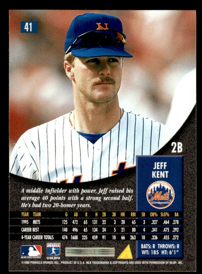 1996 Pinnacle #41 Jeff Kent New York Mets | eBay