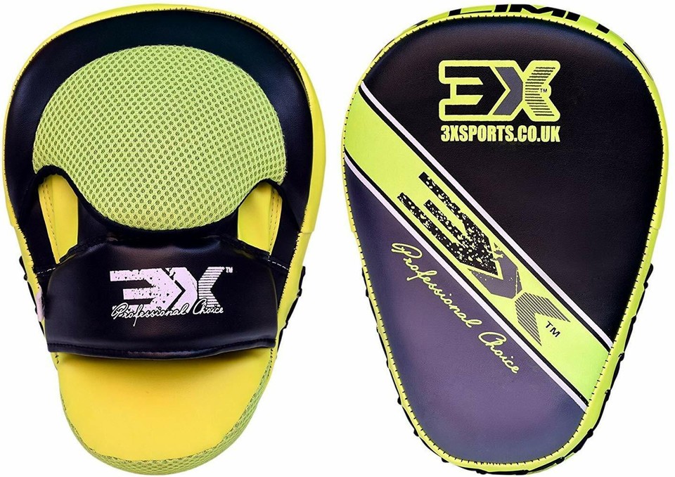 3X Sports Boxing Focus Pads Hook and Jab Curved MMA Pads Focus Training ...