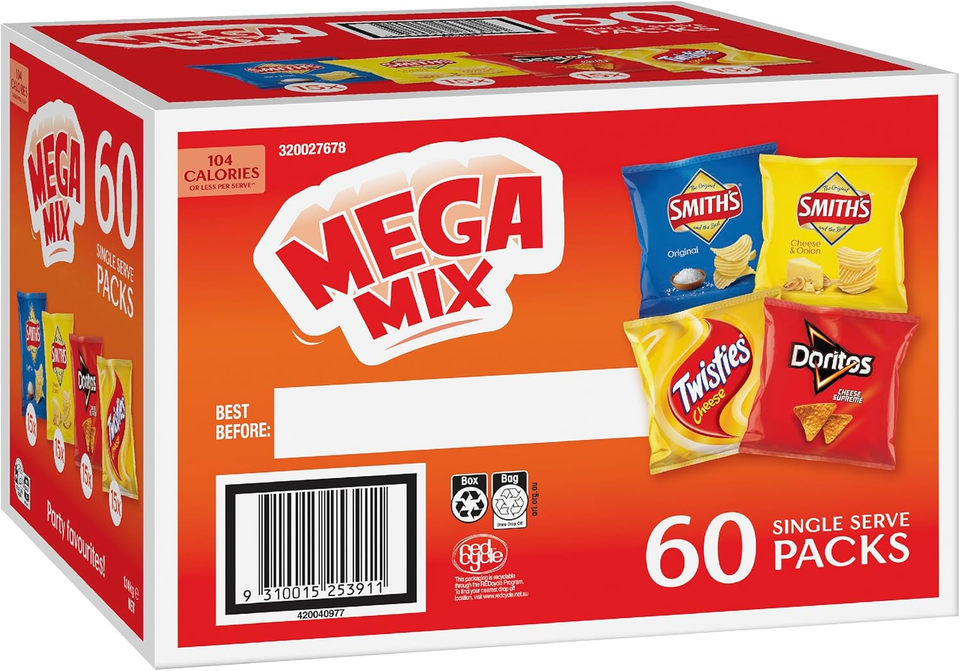 Smith’S Potato Chips Mega Mix Value Multipack 1140 G (Pack of 60) | eBay
