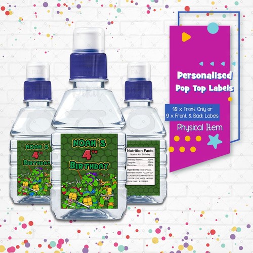 PRINTED TEENAGE MUTANT NINJA TURTLES Personalised Pop Top Labels ...