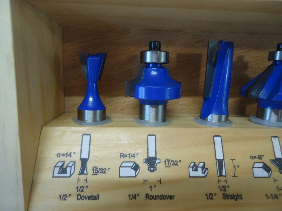 NEW Ryobi Router Bit 18 piece Set Carbide Wooden Case Box Tool 1/2 ...
