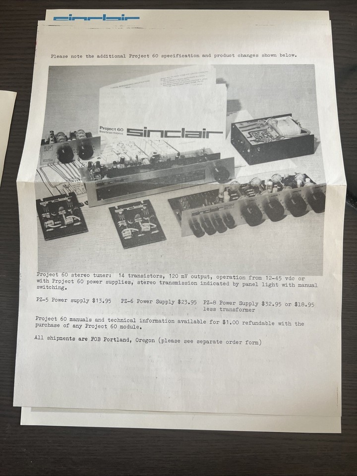 sinclair project 60 fm stereo tuner - Product Flyer | eBay UK