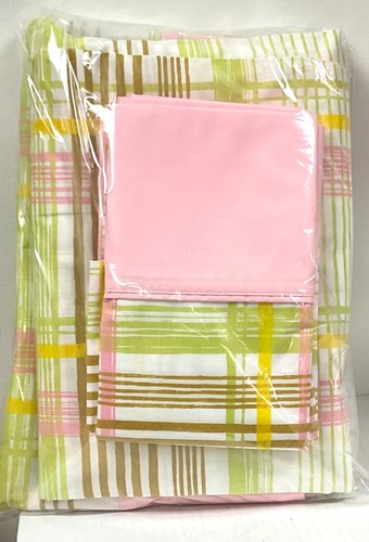 Vintage Springmaid Bill Blass Pink Green Striped Full Sheet Set ...