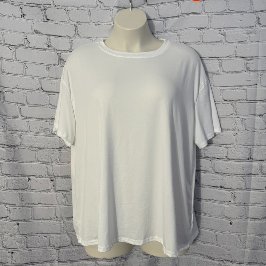 SHEIN Curve White Basic Tee 4X Plus Size Banded Neck Stretch Top NWOT ...
