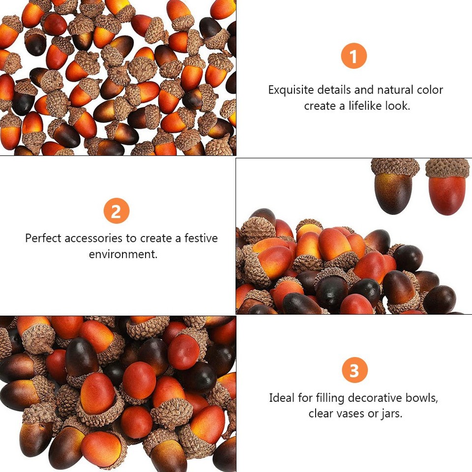 100 Pcs Mini Acorn Table Decor Artificial Acorns for Decoration Crafts ...