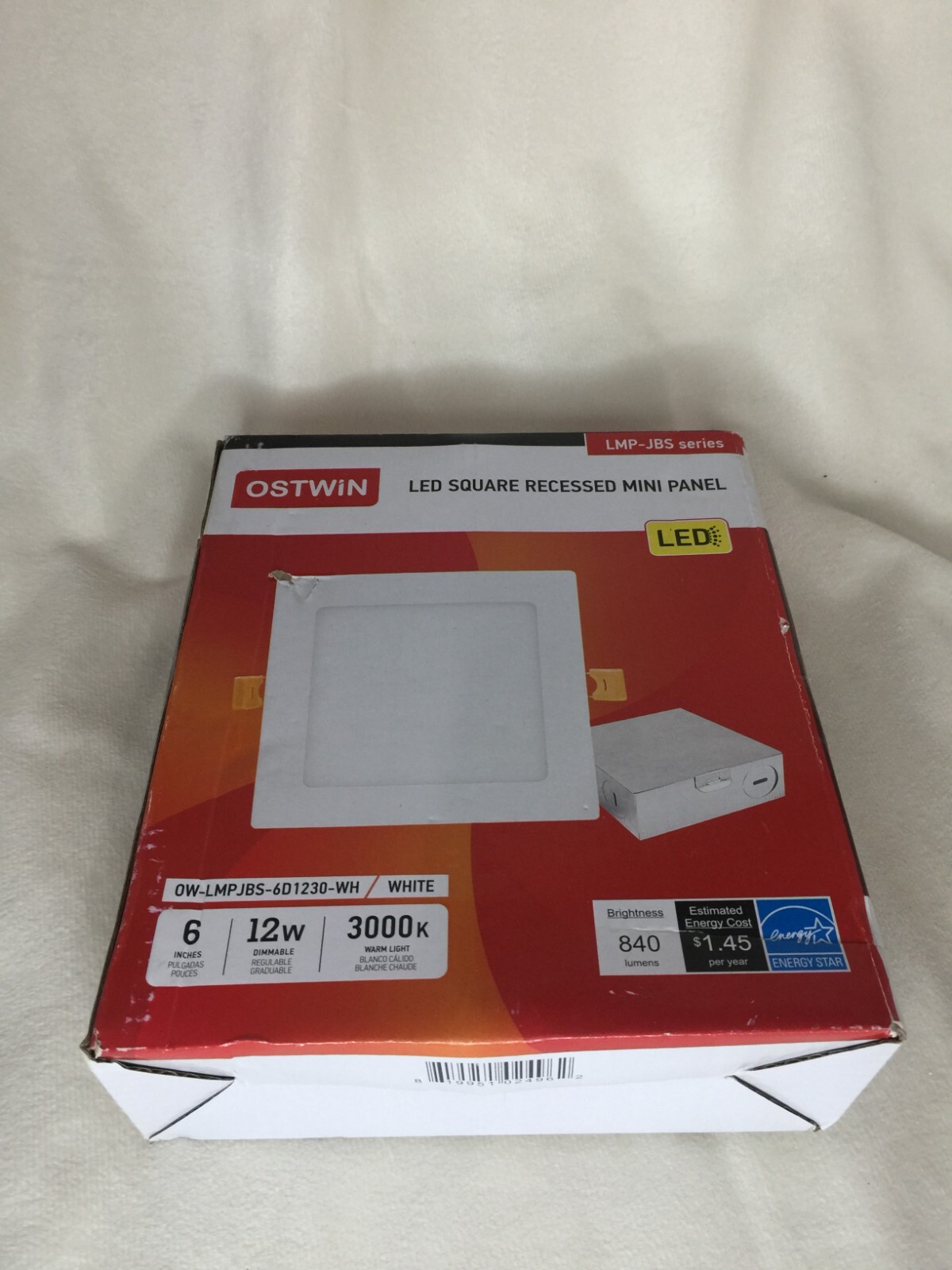 Ostwin LED Square Recessed Ceiling Light 0W-LMPJBS-6D1230-WH WHITE ...