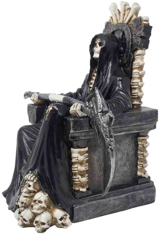 Death Grim Reaper Statue Sitting Bone Throne Skull Halloween Decor ...