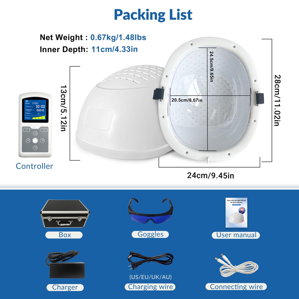 Neuro 1070nm Transcranial Brain Helmet Red Infrared Light Parkinson ...
