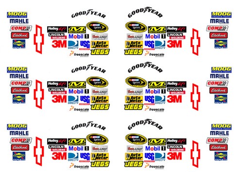 Nascar Sprint Cup Minor Front Fender Sponsors 1/64th HO Scale Slot Car ...