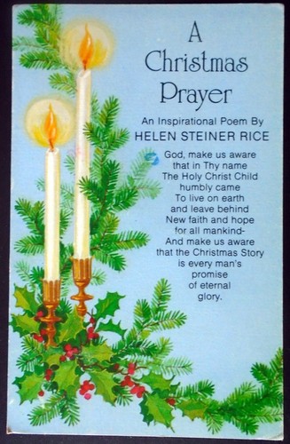 1988 Inspirational Poem A Christmas Prayer by Helen Steiner Rice Gibson ...