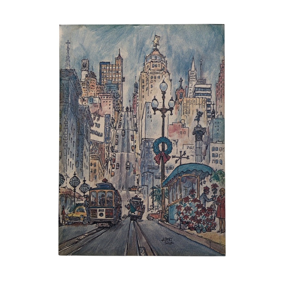 ALBERT TOLF WATERCOLOR PRINT - San Francisco Cable Car Framed Powell St ...