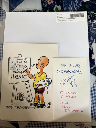 Cartoonist Don Donald Trachte signed x2 Original art sketch Henry ...
