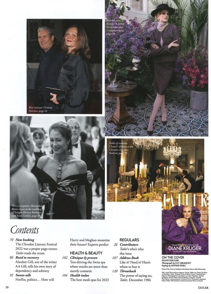 TATLER Magazine, Diane Kruger, Marlowe, Prince Harry & Meghan, AA Gill ...