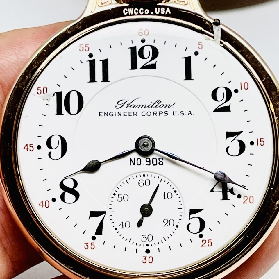 RARE ENGINEER CORPS USA Dial 1921 Hamilton 16S 21J Grade 992 BOC Pocket ...