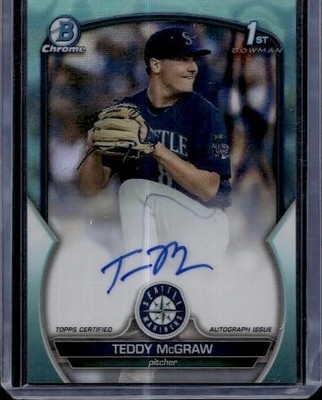 2023 Bowman Draft #CDA-TM Teddy McGraw Chrome Prospect Autographs Aqua ...