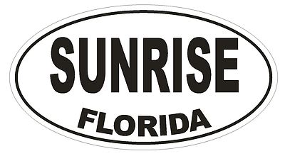 Sunrise Florida Oval Bumper Sticker or Helmet Sticker D1338 Euro Oval ...