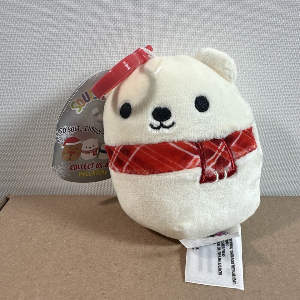 Squishmallows BROOKE Polar Bear Christmas Holiday Plush Clip-On ...