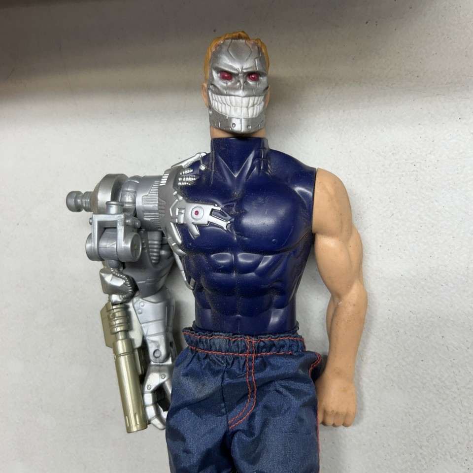 Mattel 1998 Max Steel Psycho Cyborg 10" Action Figure Machine Gun Arm ...