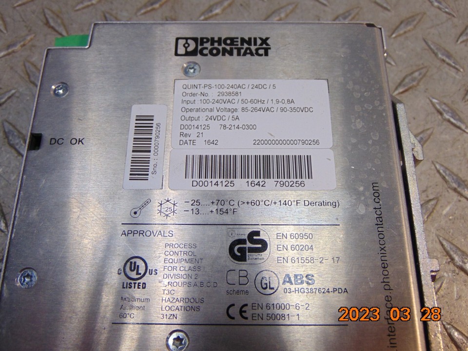 PHOENIX CONTACT QUINT-PS-100-240AC/24DC/5 POWER SUPPLY 2938581 | eBay