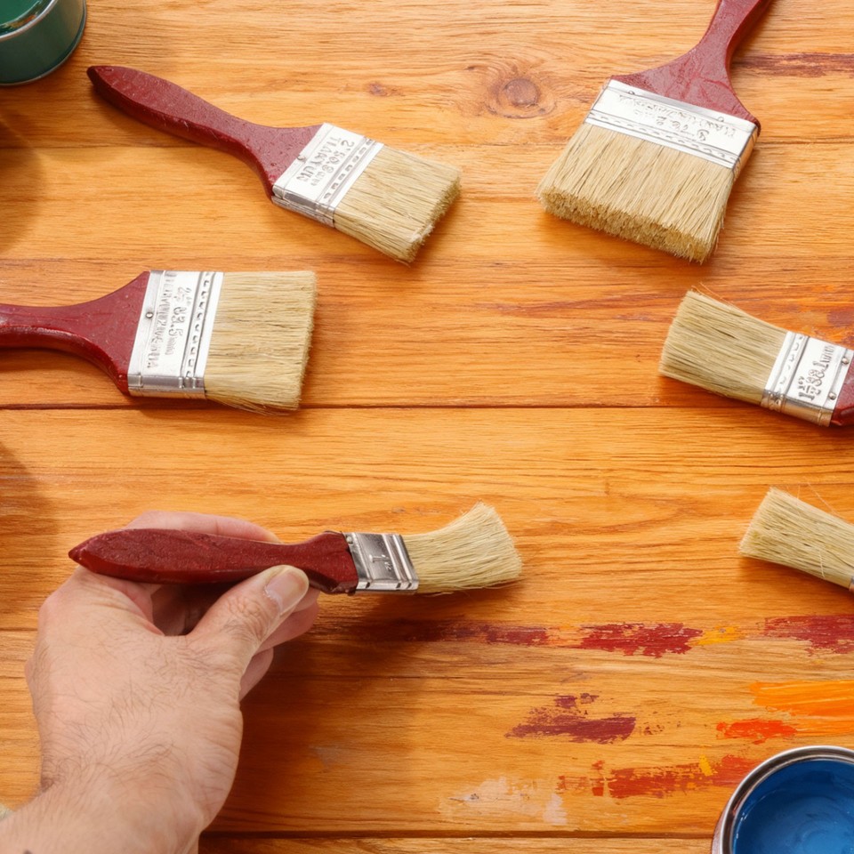 10pcs Double Thick Chip Paint Brush 1" Flat Painting Brushes Bristle ...