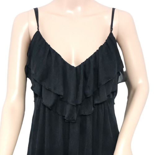 Black Sheer Babydoll Dress M Y2K Goth Ruffled Neckline Fairy Whimsigoth Witchy | eBay