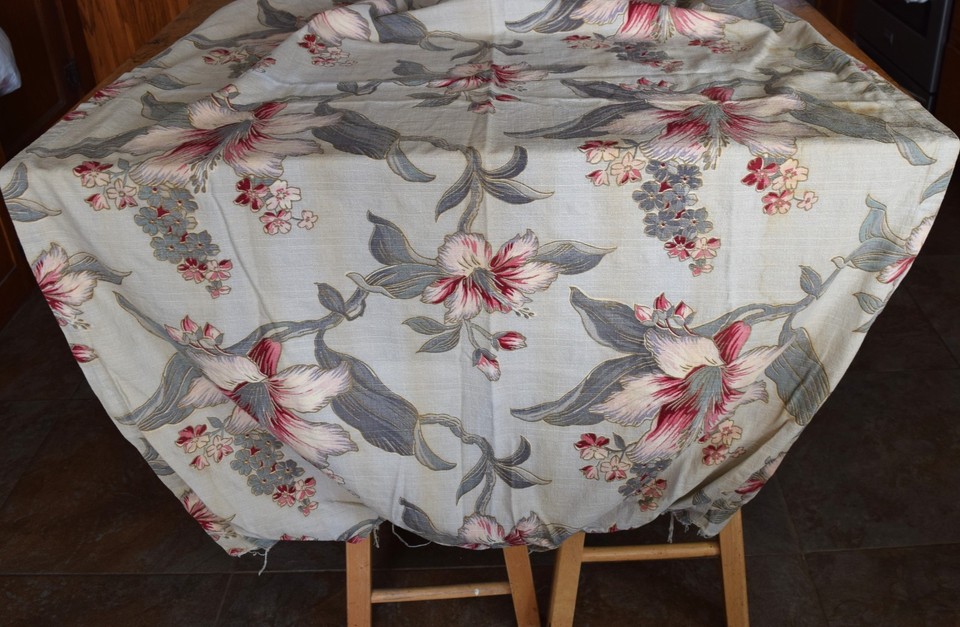 Vintage Bark Cloth Woven Fabric Curtain Floral 43" x 68" Cutter Crafts ...