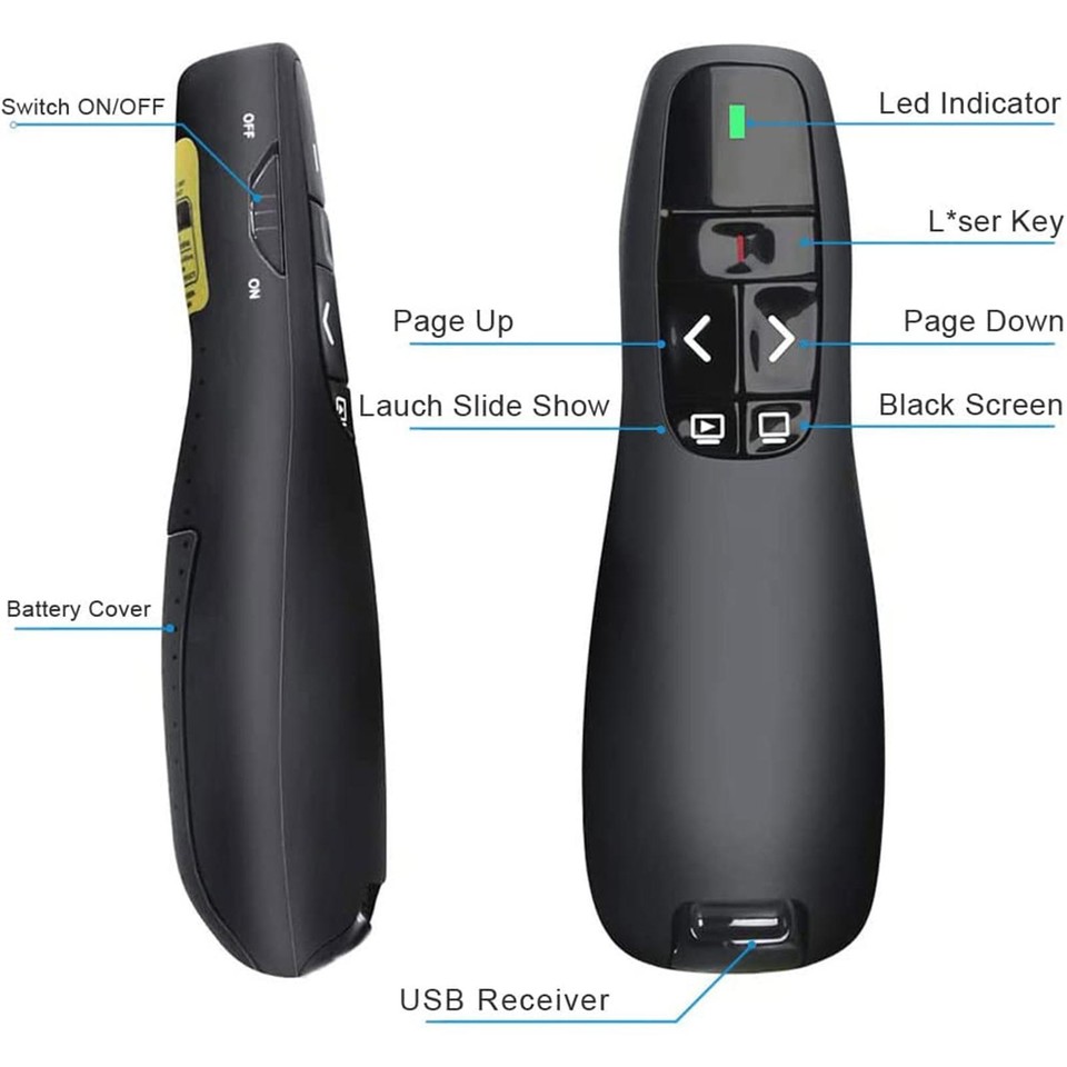 Wireless Presenter Remote Presentation Pointer Clicker Powerpoint ...