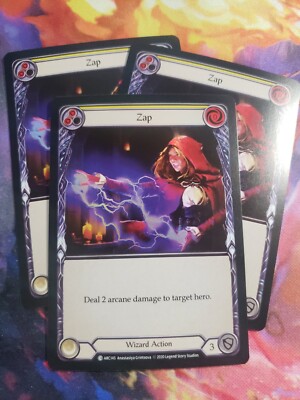 3x Zap Rainbow Foil Yellow Playset Arcane Rising Unltd Flesh and Blood ...