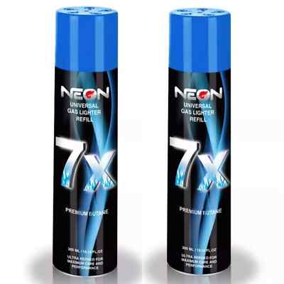 2 Can Neon 7X Refined Butane Lighter Gas Fuel Refill 300 mL 10.14 oZ ...
