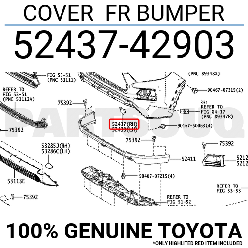 5243742903 Genuine Toyota COVER FR BUMPER 52437-42903 | eBay