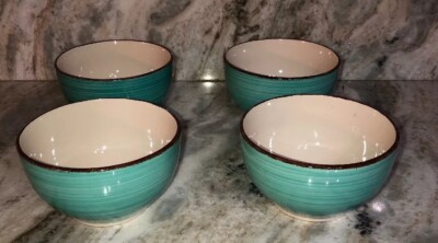 Set Of 4 Royal Norfolk Turquoise Swirl Stoneware Bowls-RARE-BRAND NEW ...