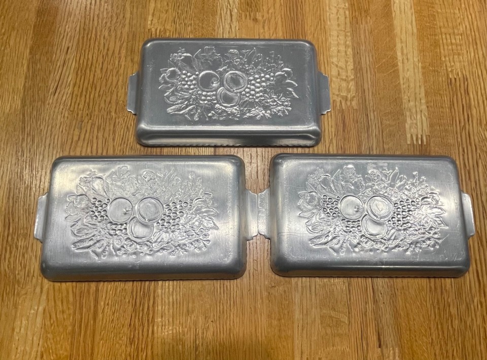 VTG Set of 3 Metal Serving Trays With Embossed Fruit Design | eBay